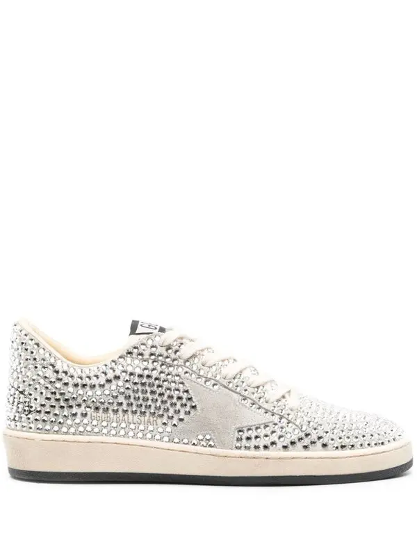 GOLDEN GOOSE Ball Star Rhinestone Sneakers - Grey