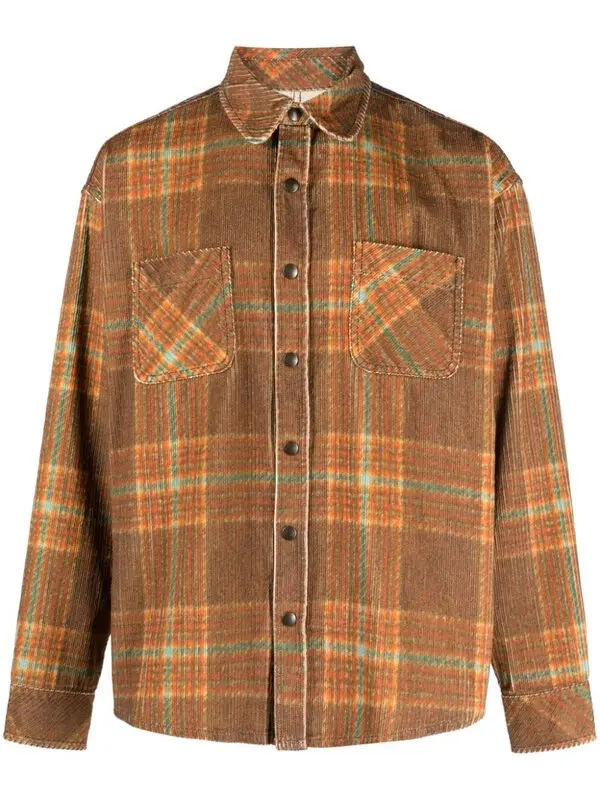 ERL Check-print Cotton Shirt - Brown