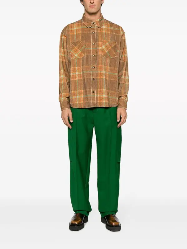 ERL Check-print Cotton Shirt - Brown