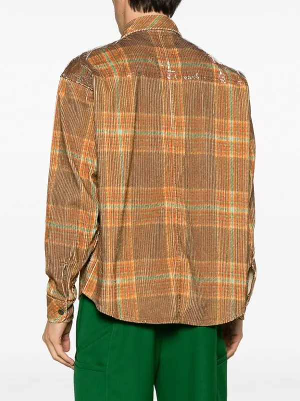 ERL Check-print Cotton Shirt - Brown