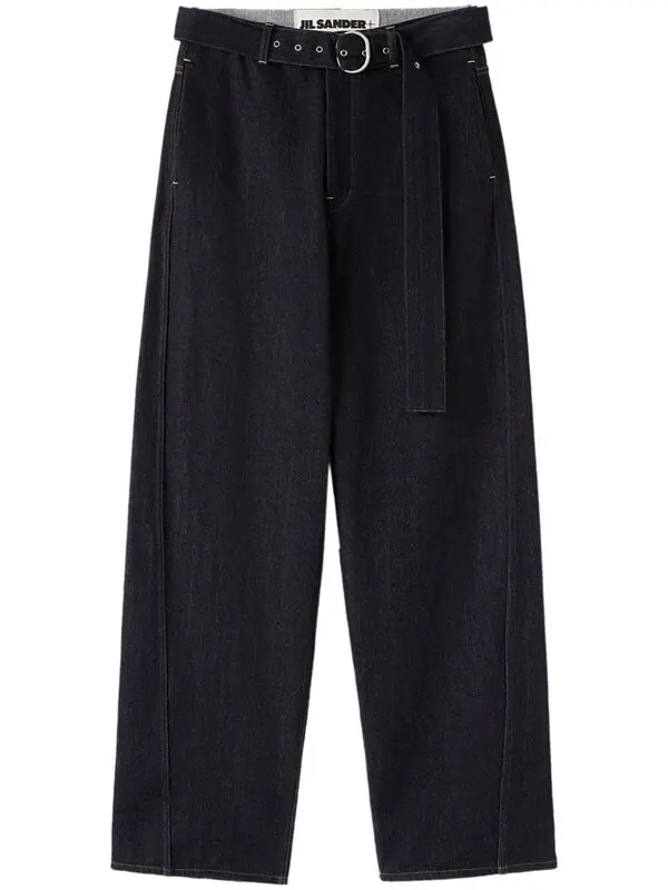 JIL SANDER Belted Mid-rise Wide-leg Jeans - Blue