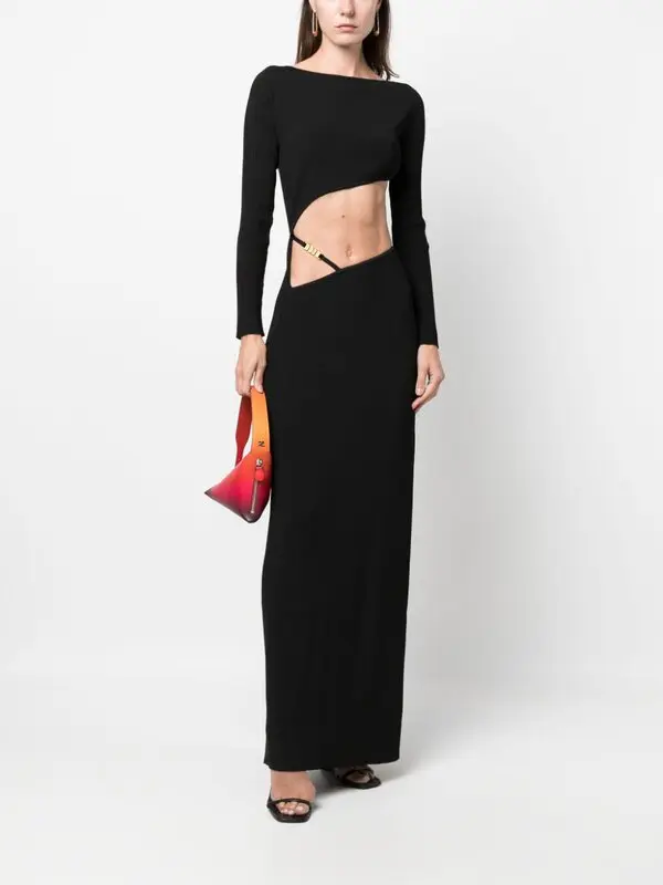 Gcds Asymmetric Ribbed-knit Dress - Black