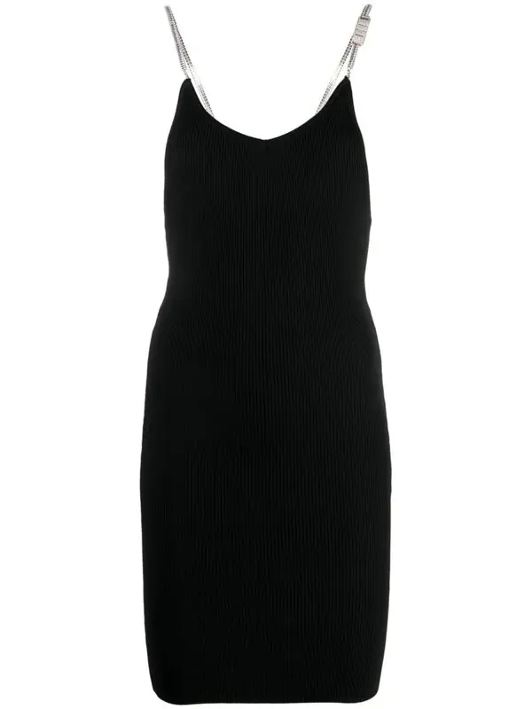 Gcds Rhinestone-embellished Ribbed-knit Minidress