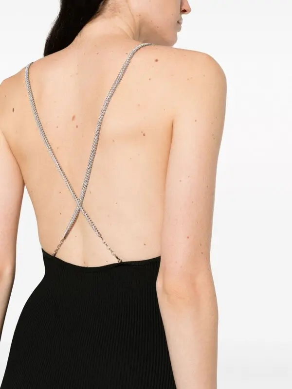 Gcds Rhinestone-embellished Ribbed-knit Minidress