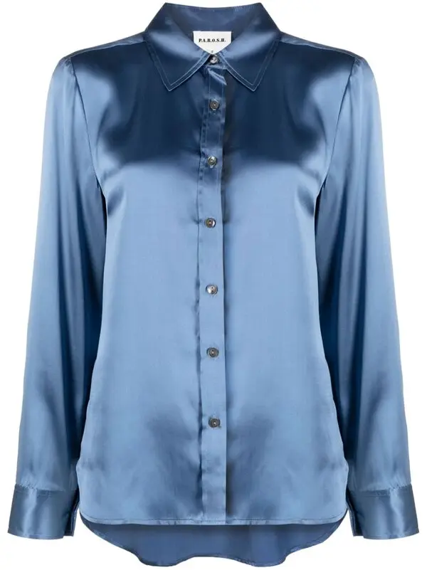 P.a.r.o.s.h Pointed-collar Long-sleeve Silk Shirt
