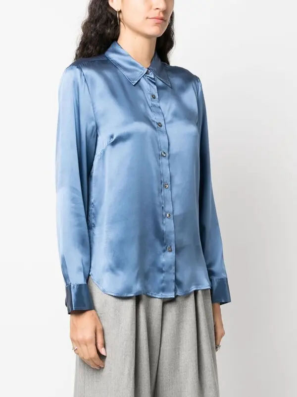 P.a.r.o.s.h Pointed-collar Long-sleeve Silk Shirt