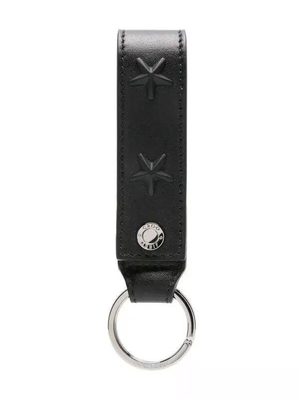 JIMMY CHOO Star-studded Leather Keyring - Black