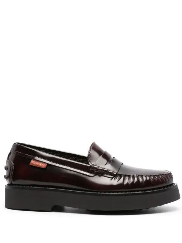 TOD'S Leather Penny Loafers - Red