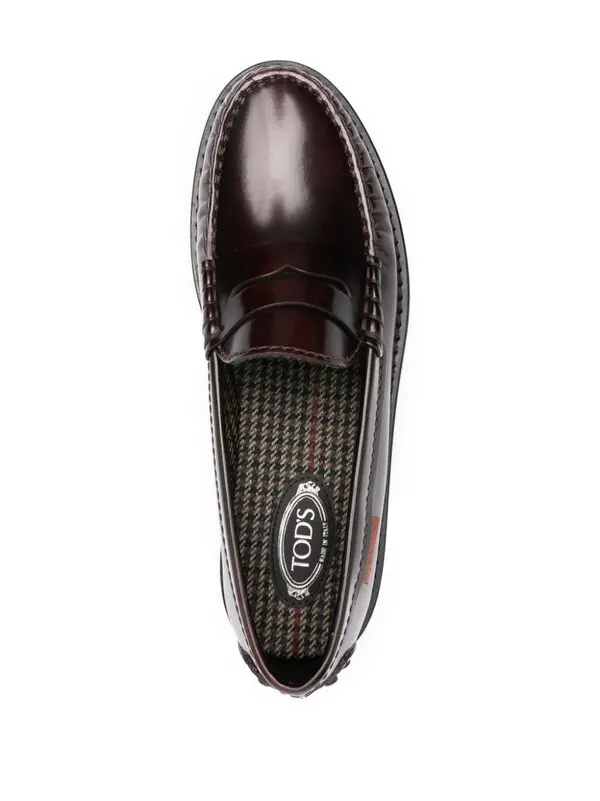 TOD'S Leather Penny Loafers - Red