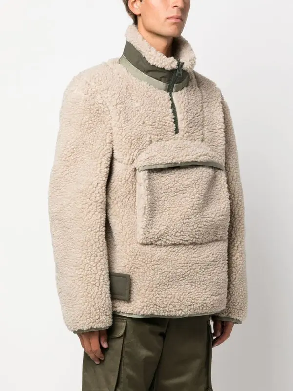 Sacai Faux Shearling Zip Pocket Sweatshirt
