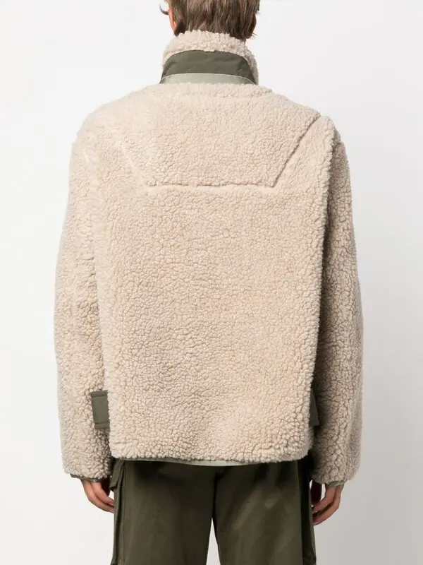 Sacai Faux Shearling Zip Pocket Sweatshirt