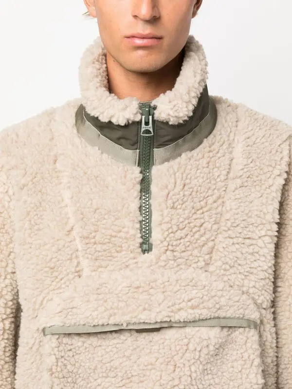 Sacai Faux Shearling Zip Pocket Sweatshirt