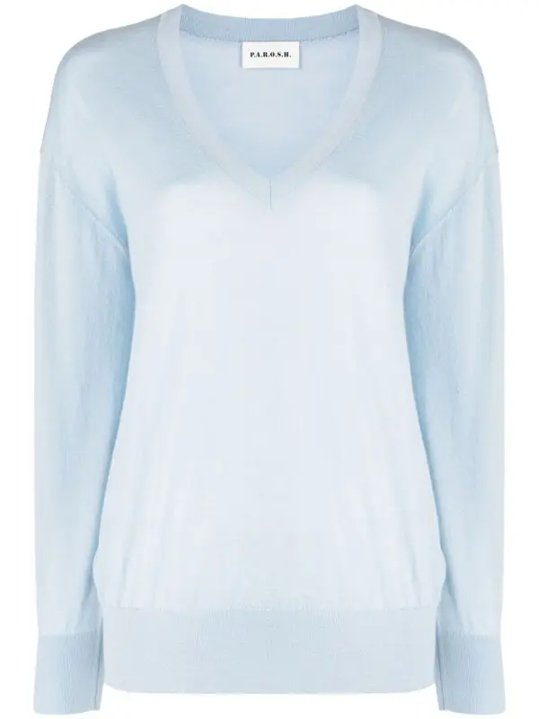 P.a.r.o.s.h Fine-knit V-neck Jumper - Blue