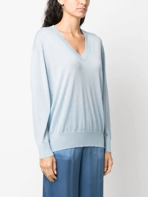 P.a.r.o.s.h Fine-knit V-neck Jumper - Blue