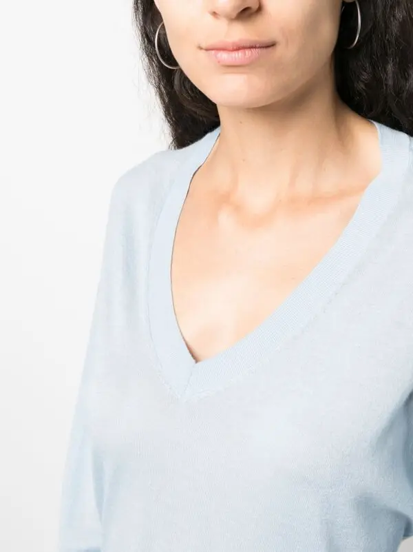 P.a.r.o.s.h Fine-knit V-neck Jumper - Blue