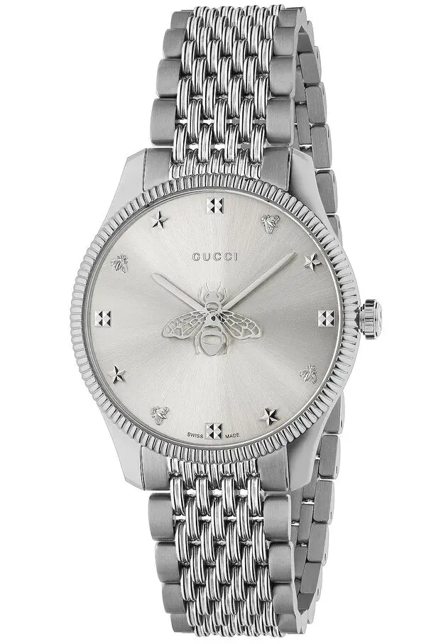 Gucci Bee Watch In Metallic Silver - Stainless Steel & Silver