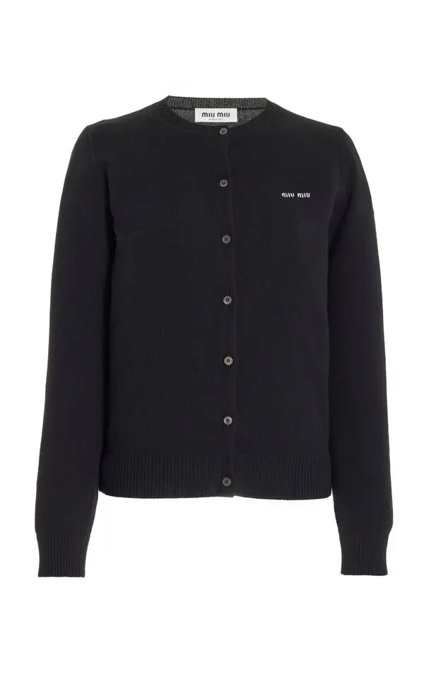 Miu Miu Collared Cashmere Cardigan It 42 - Black | Editorialist