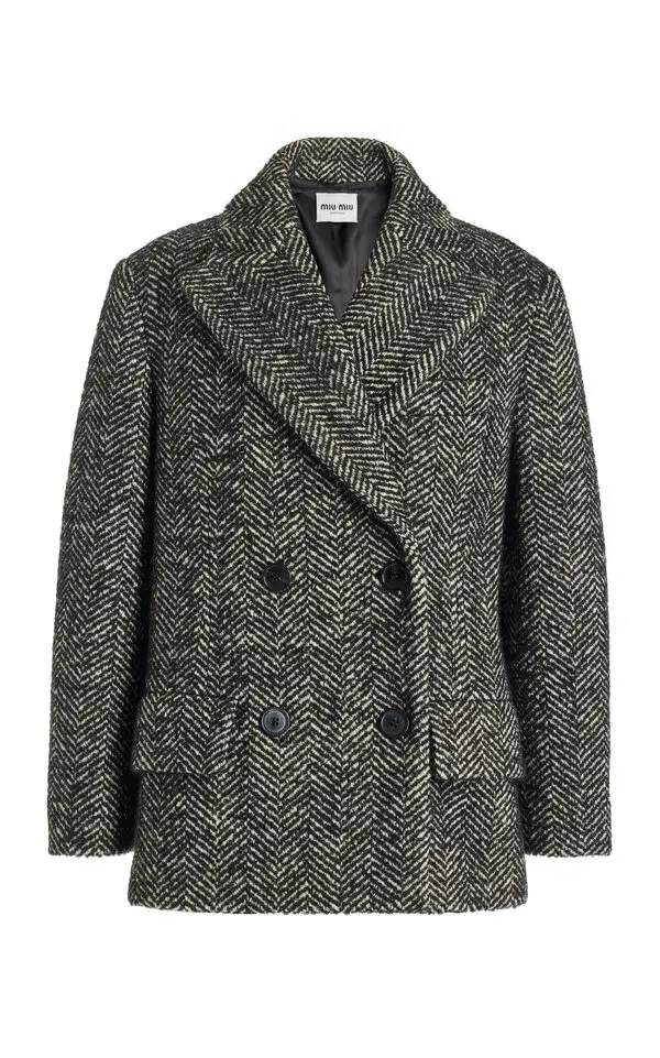 Miu Miu Chevron Double-breasted Wool-blend Jacket