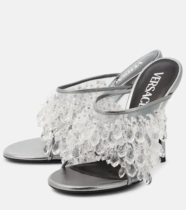 Versace Embellished Pvc Mules