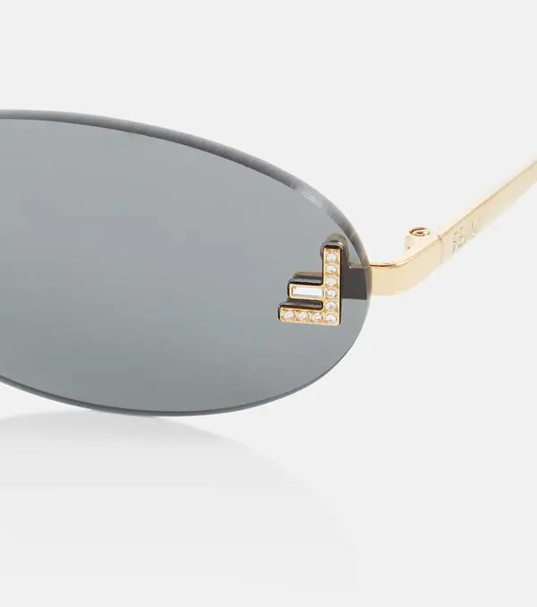 Fendi Embellished Oval Sunglasses