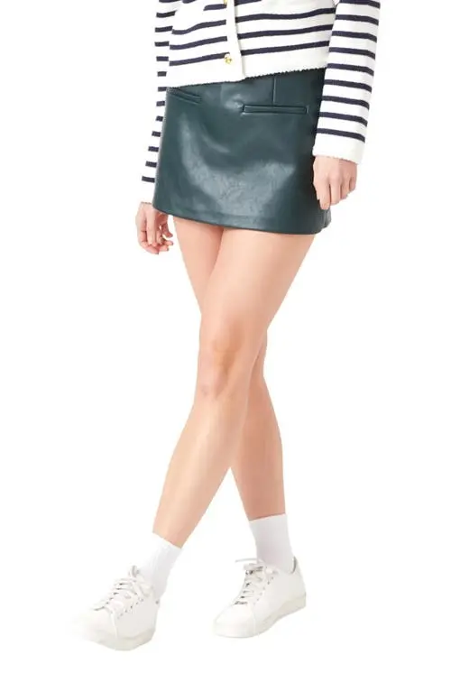 English Factory Faux Leather Skort - Teal