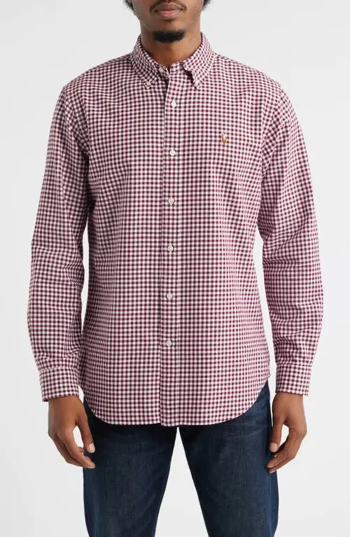 Polo Ralph Lauren Gingham Button-down Oxford Shirt - Wine/white