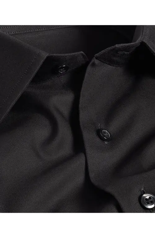 David Donahue Slim Fit Cotton Twill Dress Shirt - Black