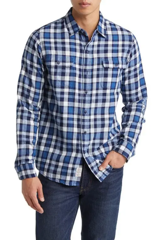 SCHOTT Plaid Slub Cotton Button-up Shirt