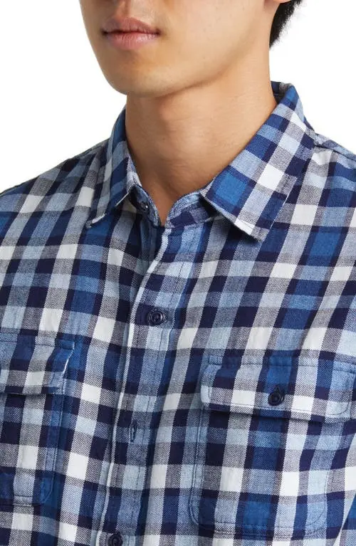 SCHOTT Plaid Slub Cotton Button-up Shirt