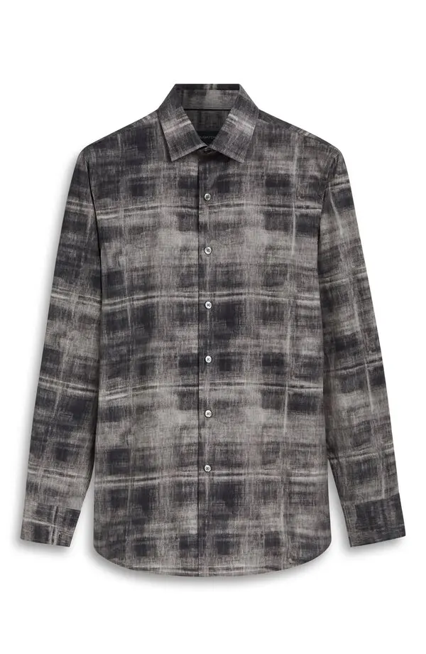 Bugatchi Julian Shaped Fit Distressed Print Stretch Cotton Button-up Shirt