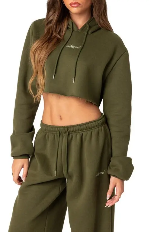 EDIKTED Breanna Cotton Blend Crop Hoodie