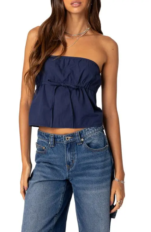 EDIKTED Reva Strapless Top - Navy