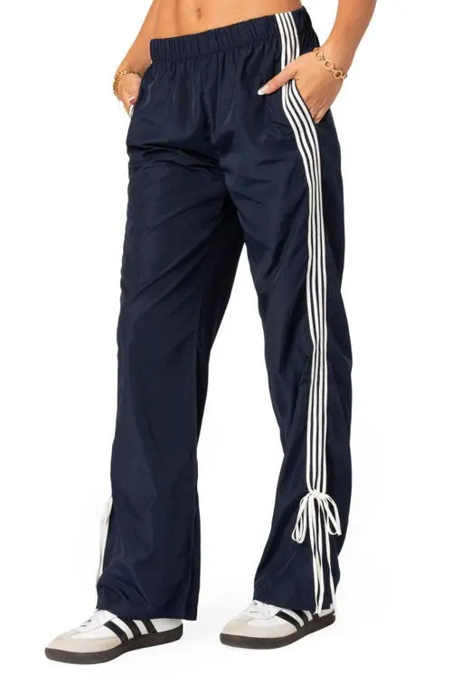 EDIKTED Remy Tie Detail Track Pants - Navy