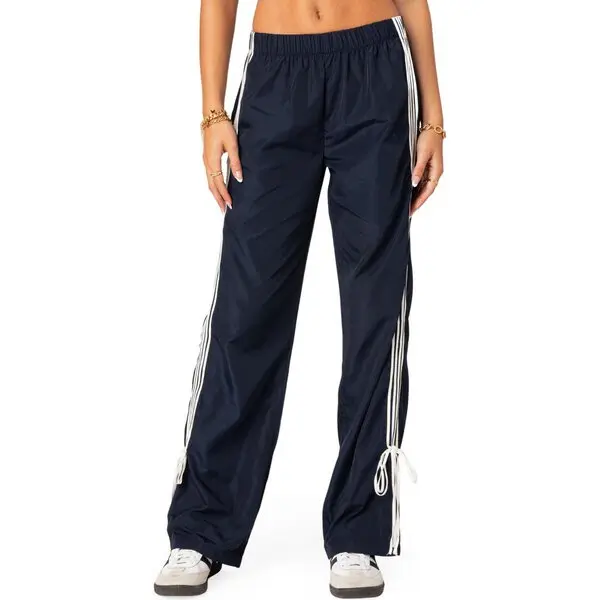 EDIKTED Remy Tie Detail Track Pants - Navy