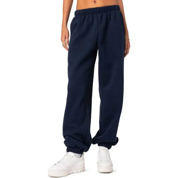 EDIKTED Clark Oversize Cotton Blend Sweatpants - Navy