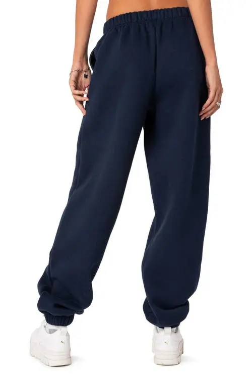 EDIKTED Clark Oversize Cotton Blend Sweatpants - Navy