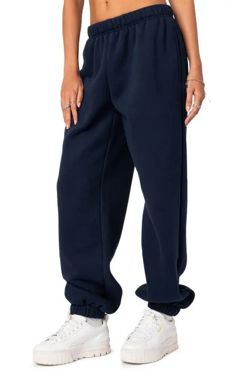 EDIKTED Clark Oversize Cotton Blend Sweatpants - Navy