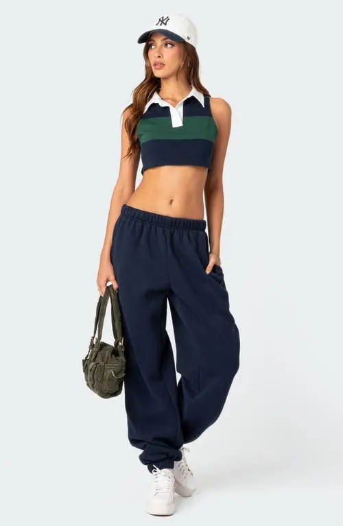 EDIKTED Clark Oversize Cotton Blend Sweatpants - Navy