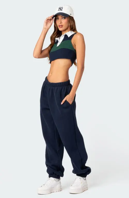 EDIKTED Clark Oversize Cotton Blend Sweatpants - Navy