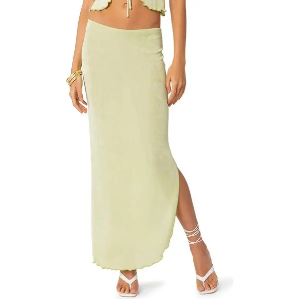 EDIKTED Milan Slit Hem Maxi Skirt - Green