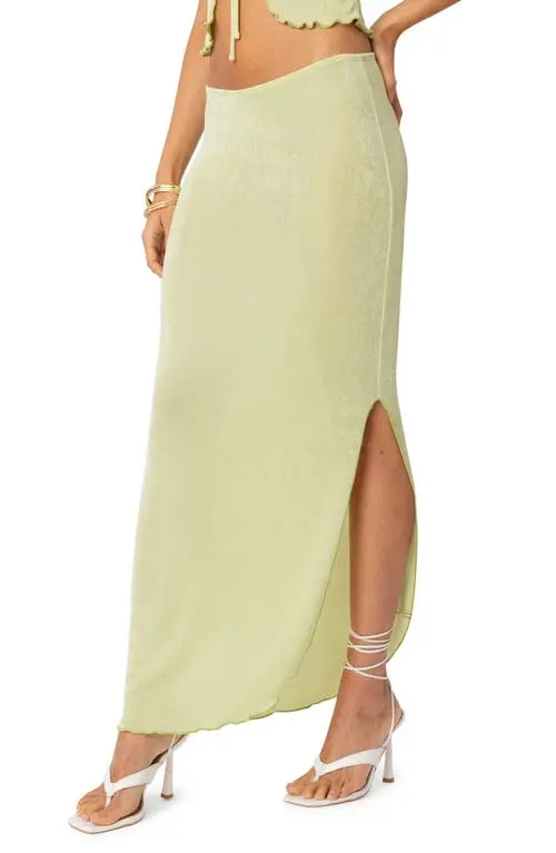EDIKTED Milan Slit Hem Maxi Skirt - Green