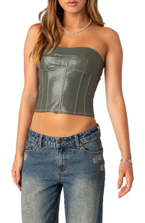 EDIKTED Moss Corset Top - Olive