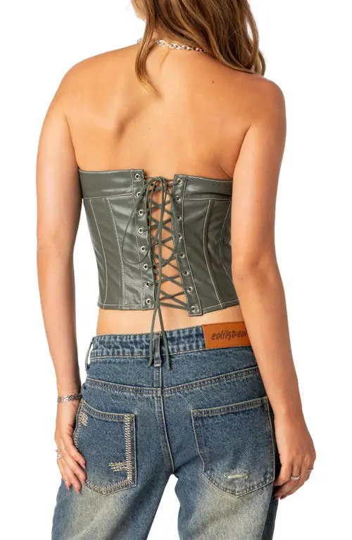 EDIKTED Moss Corset Top - Olive