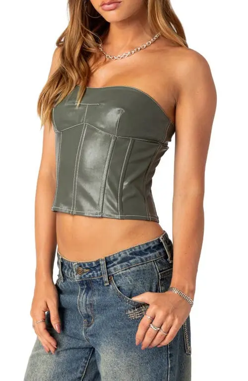 EDIKTED Moss Corset Top - Olive
