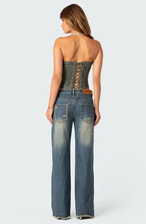 EDIKTED Moss Corset Top - Olive
