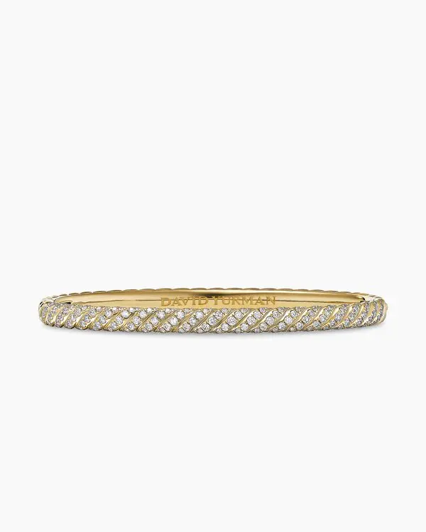 David Yurman Sculpted Cable Bangle In 18k Yellow Gold With Diamonds - Diamond