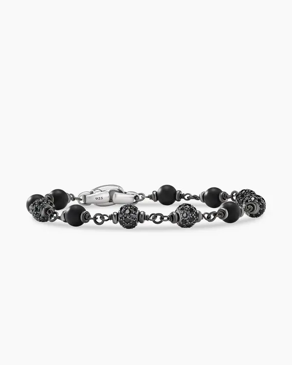 David Yurman Spiritual Beads Bracelet With Diamonds And Tiger's Eye - Black Onyx/black Diamonds