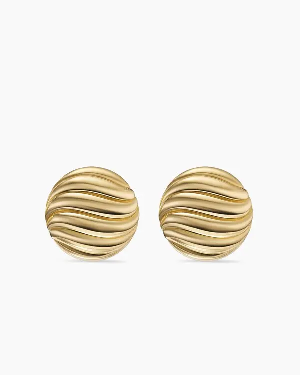 David Yurman Sculpted Cable Stud Earrings - All 18k Yellow Gold