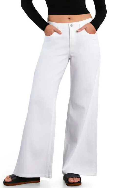 HINT OF BLU Myra Mid Rise Wide Leg Jeans - White