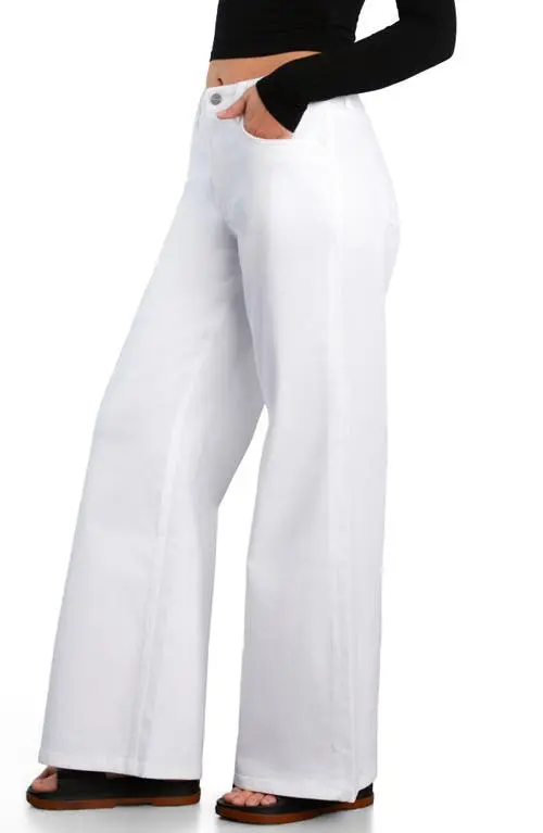 HINT OF BLU Myra Mid Rise Wide Leg Jeans - White